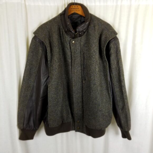 Bogner | Jackets & Coats | Bogner Herringbone Tweed Wool Leather Bomber ...